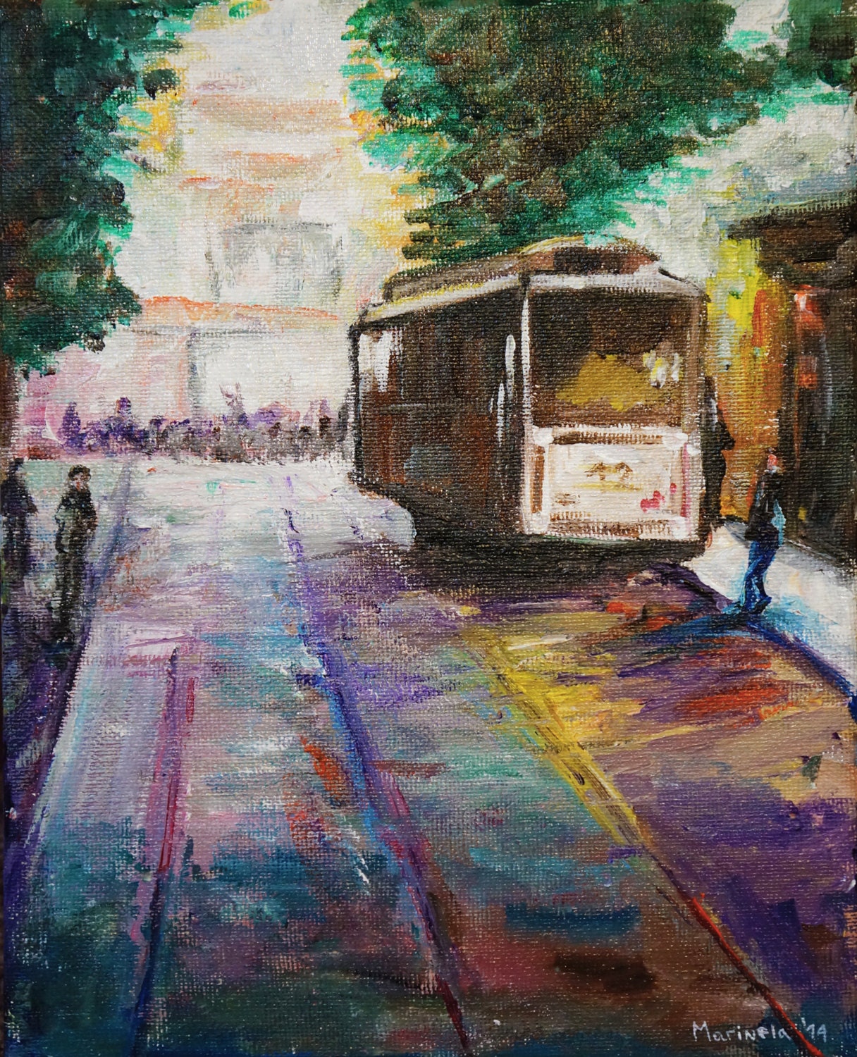 Cable Car at San Francisco California Painting by Marinelaart - Fine ...