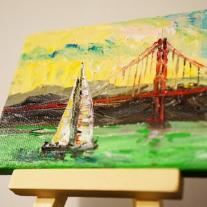 Sailboat at Golden Gate Bridge San Francisco Painting by Marinelaart ...