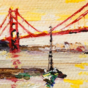 San Francisco Golden Gate Bridge With Boat Painting by Marinelaart ...