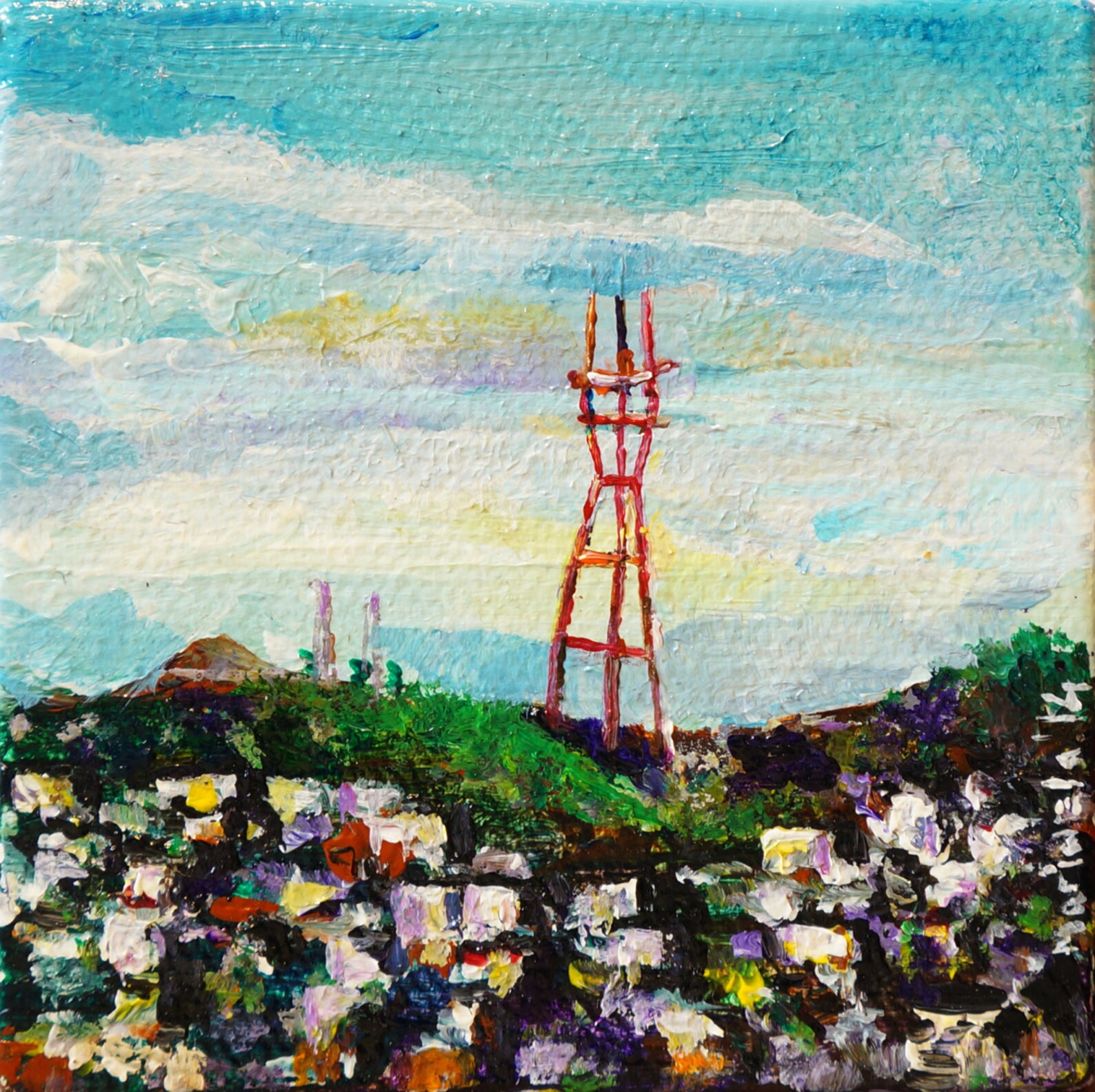 Sutro Tower at San Francisco Painting by Marinelaart - Fine Art ...