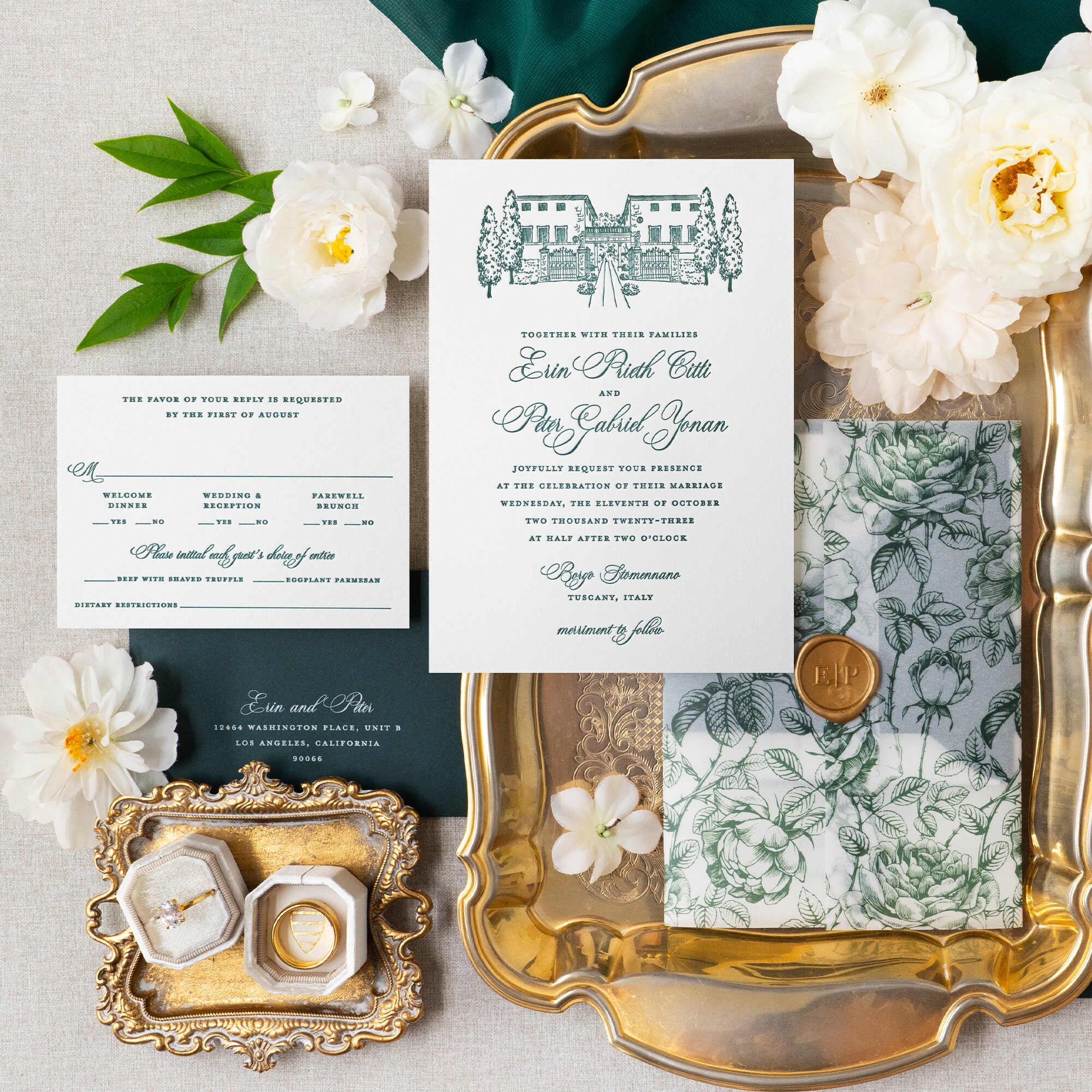 Printed Vellum Folder Invitation Suite for Italian Destination Wedding ...