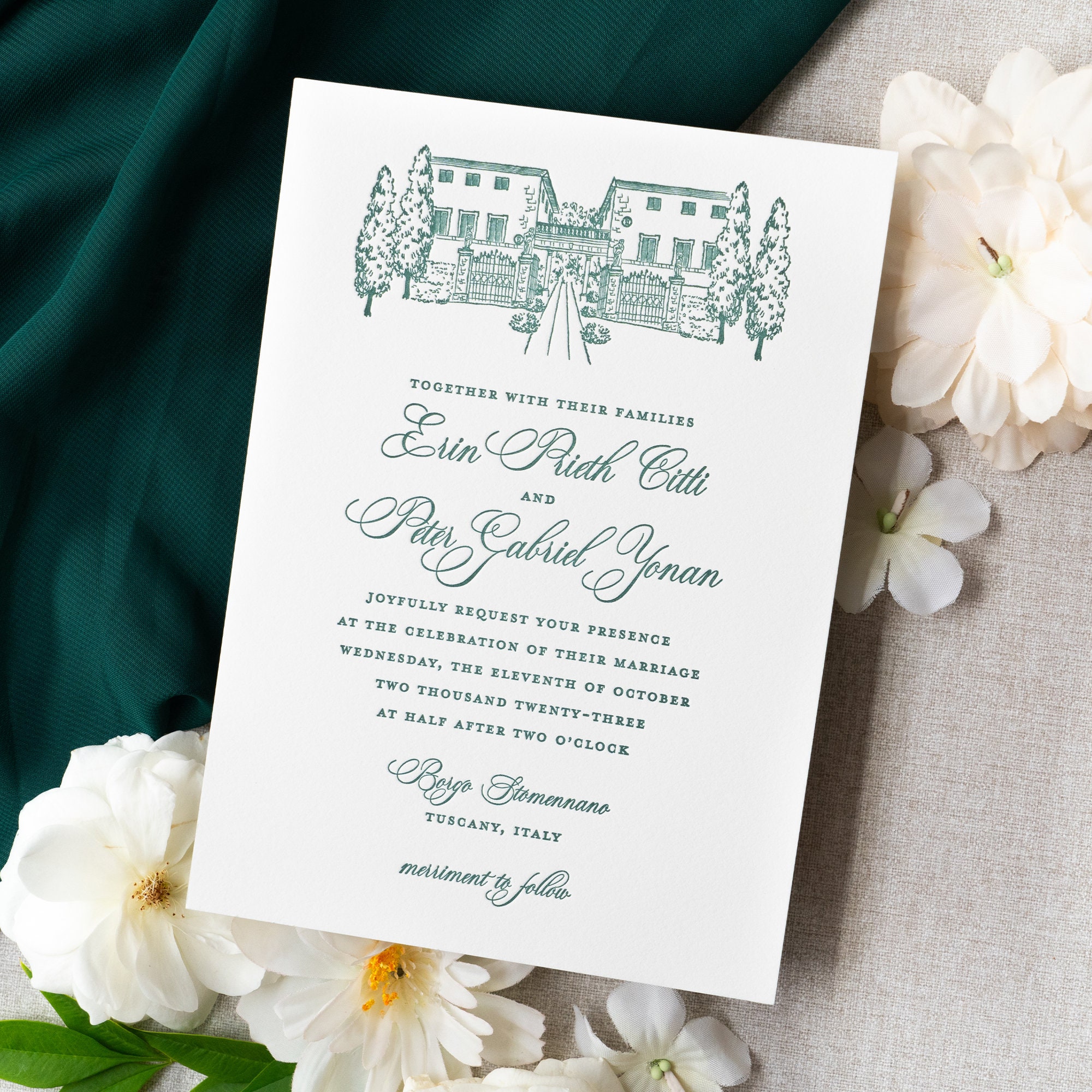 Printed Vellum Folder Invitation Suite for Italian Destination Wedding ...