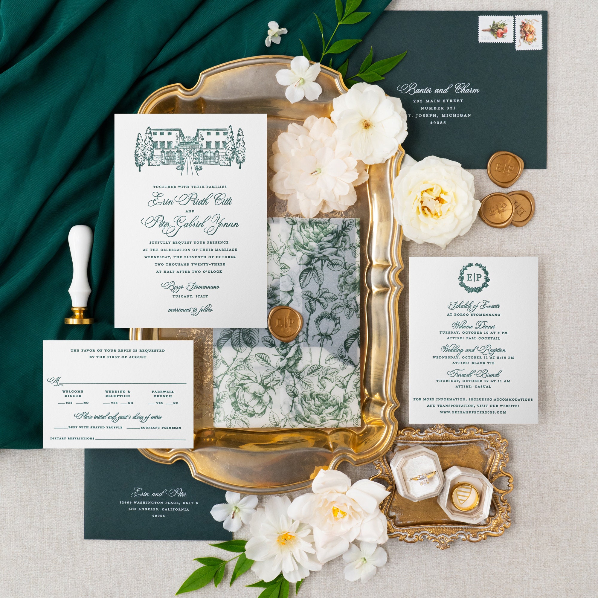 Printed Vellum Folder Invitation Suite for Italian Destination Wedding ...