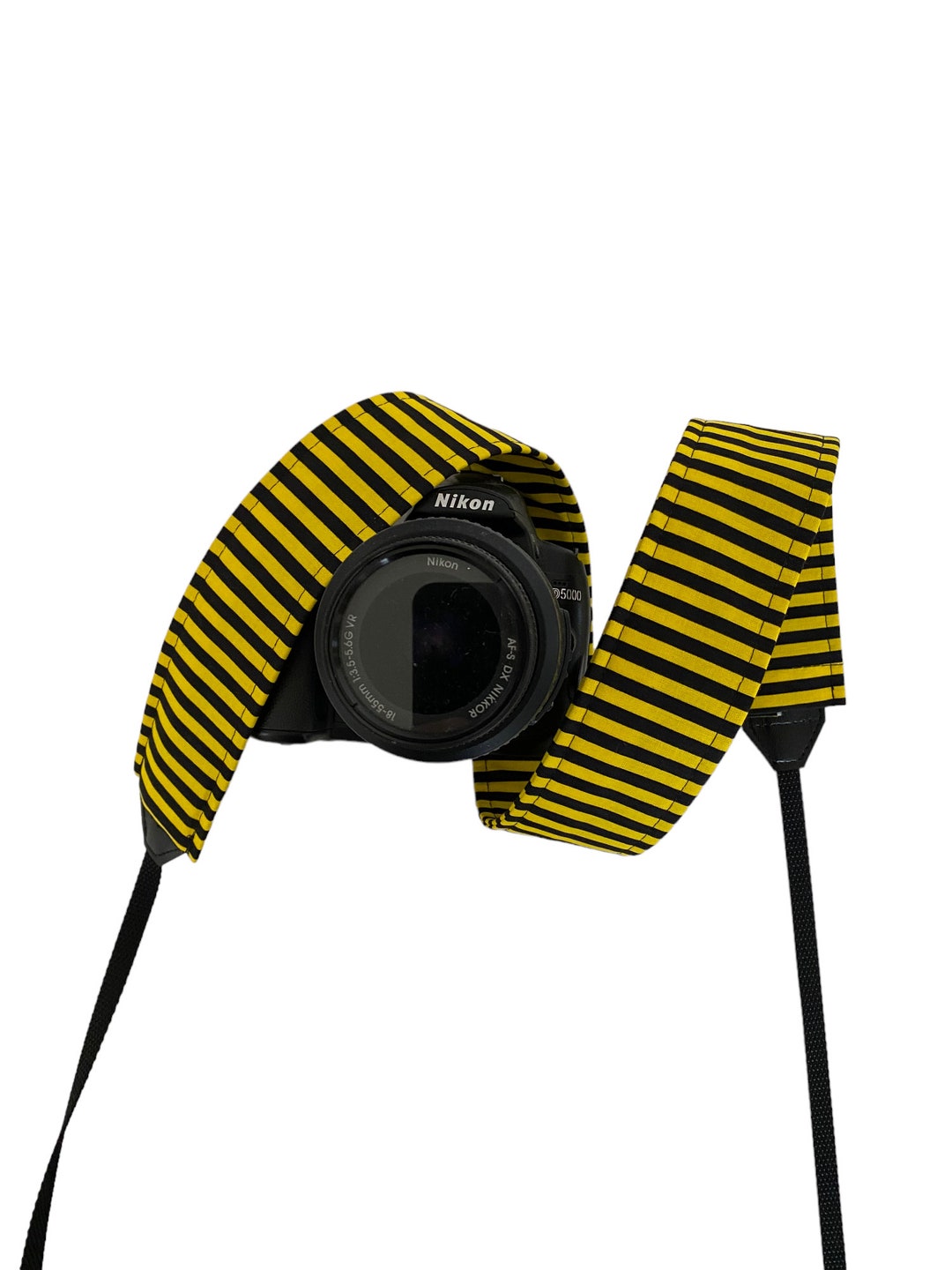 Yellow and Black Striped Camera Strap / DSLR Camera Strap for Nikon ...