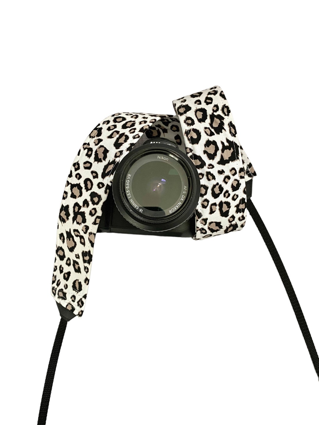 White, Black, and Tan Leopard Camera Strap / DSLR Camera Strap for ...