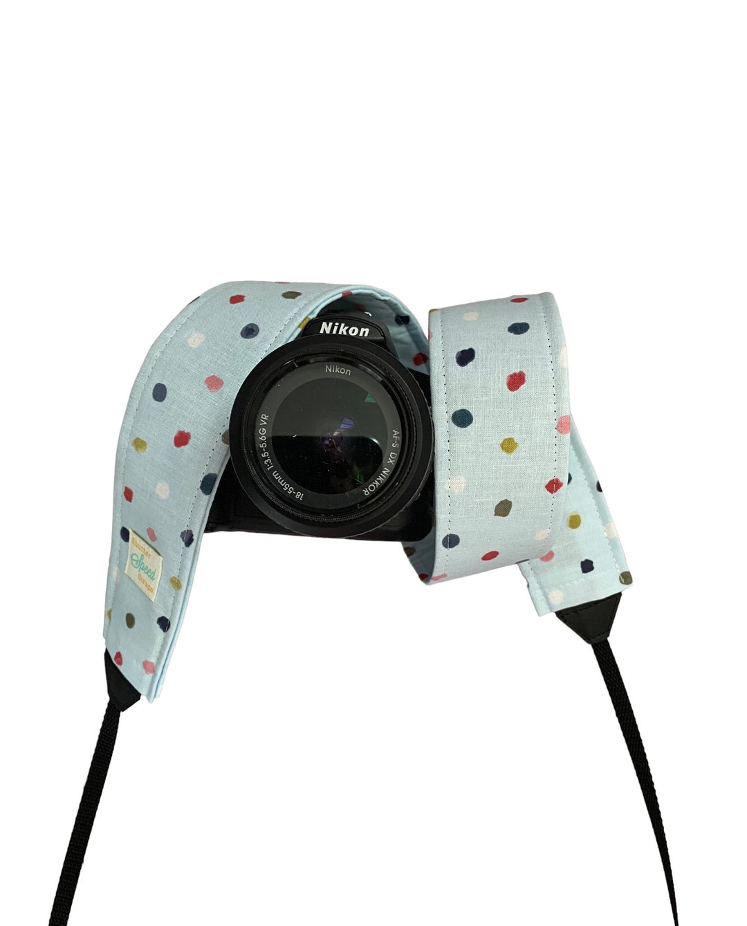 Blue Party Polka Dot Camera Strap / DSLR Camera Strap for Nikon, Canon ...