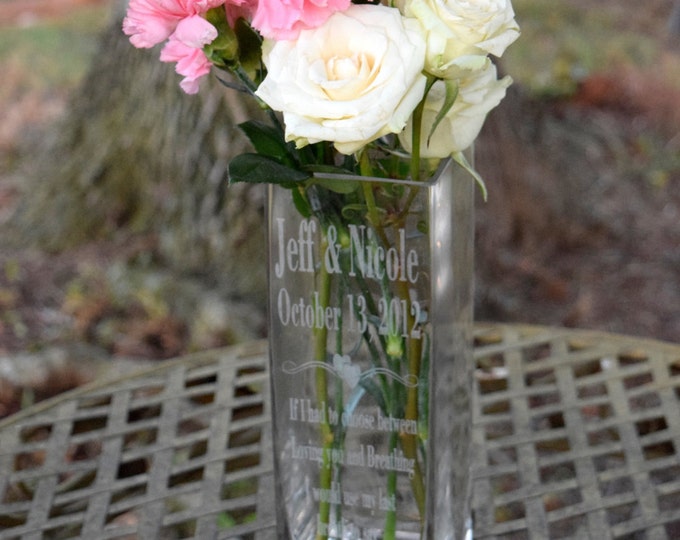 Laser Engraved Glass Vase - Etched Glass Vase - Personalized Flower ...