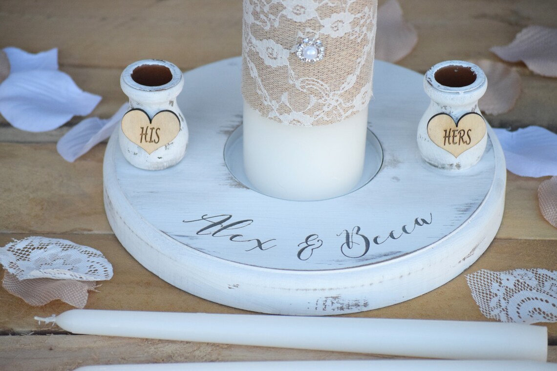 Rustic Wedding Candles Rustic Unity Candle Set Wedding - Etsy