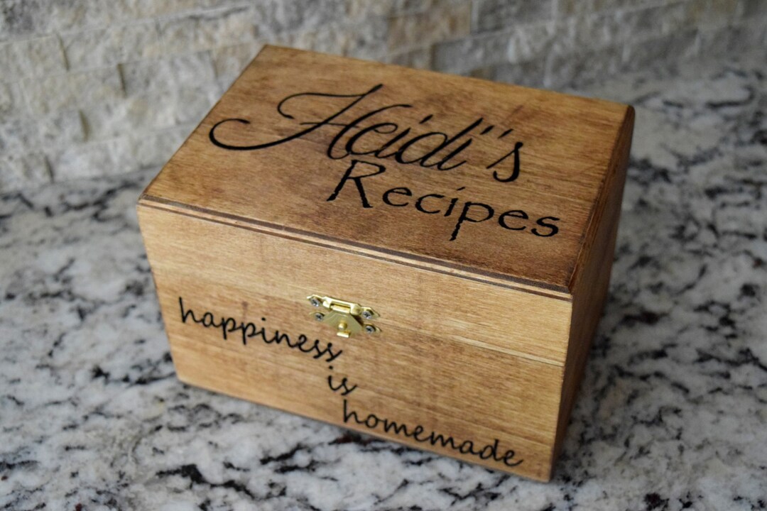 Wood Recipe Box Personalized Recipe Box Cookbook Housewarming Gift ...