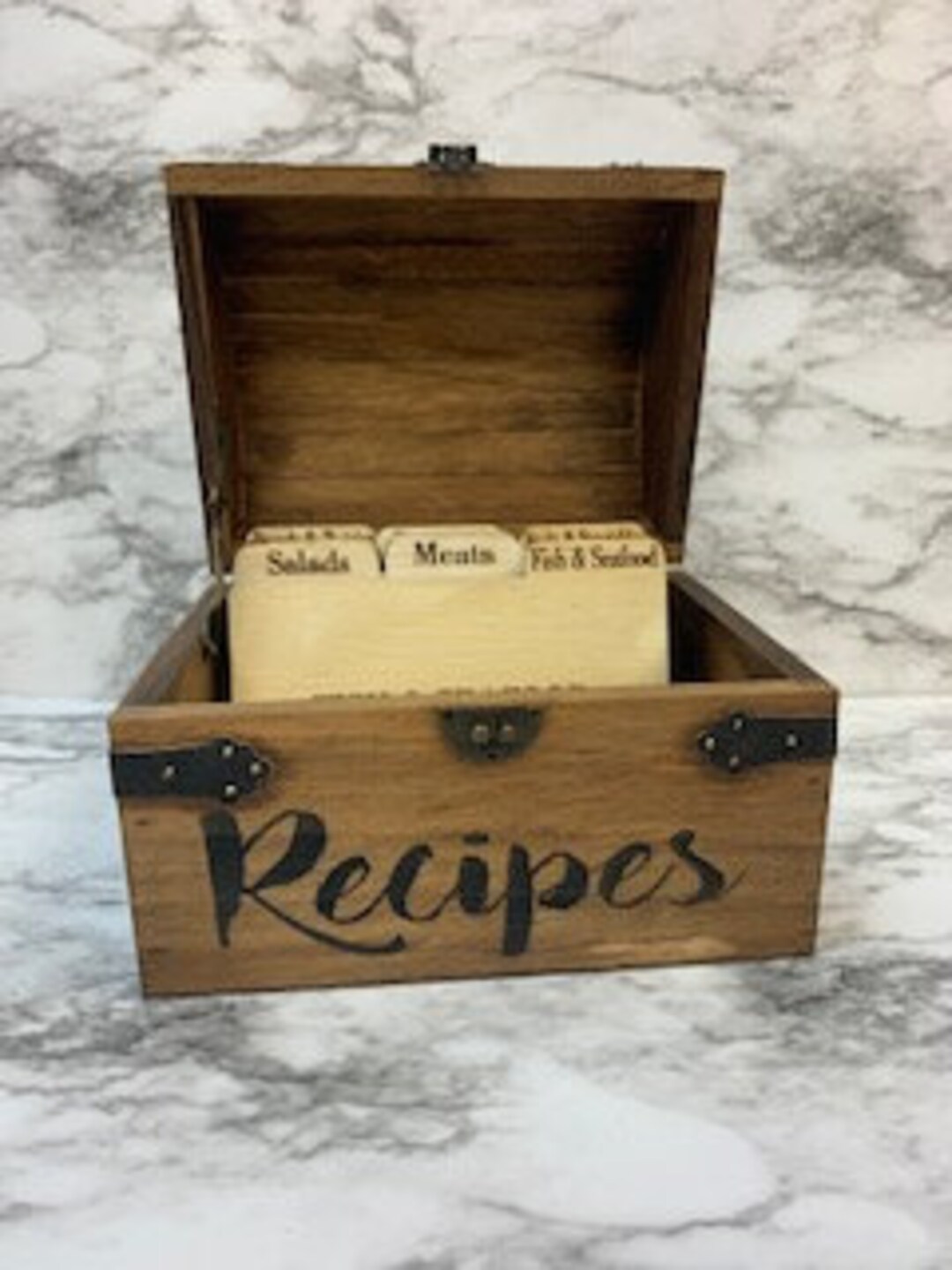 Recipe Card box with Wooden Recipe Cards Wooden Recipe Cards Recipe ...