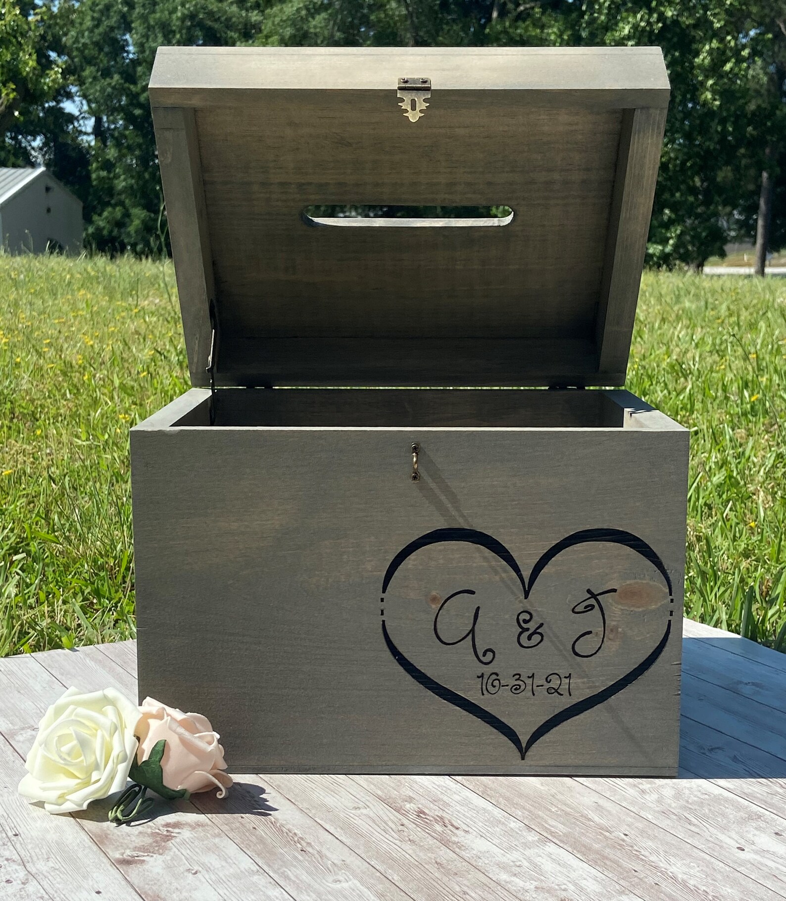 Secured Lockable Card Box With Card Slit Rustic Wedding Card - Etsy