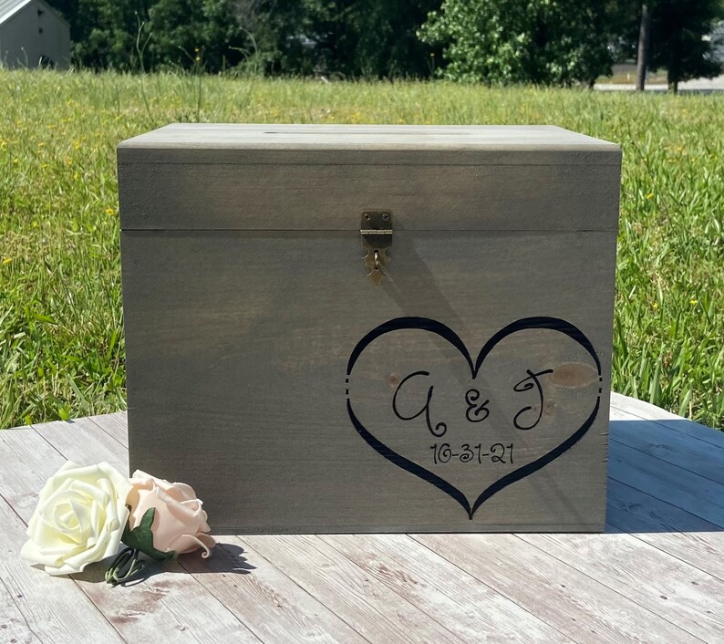 Secured Lockable Card Box With Card Slit Rustic Wedding Card - Etsy