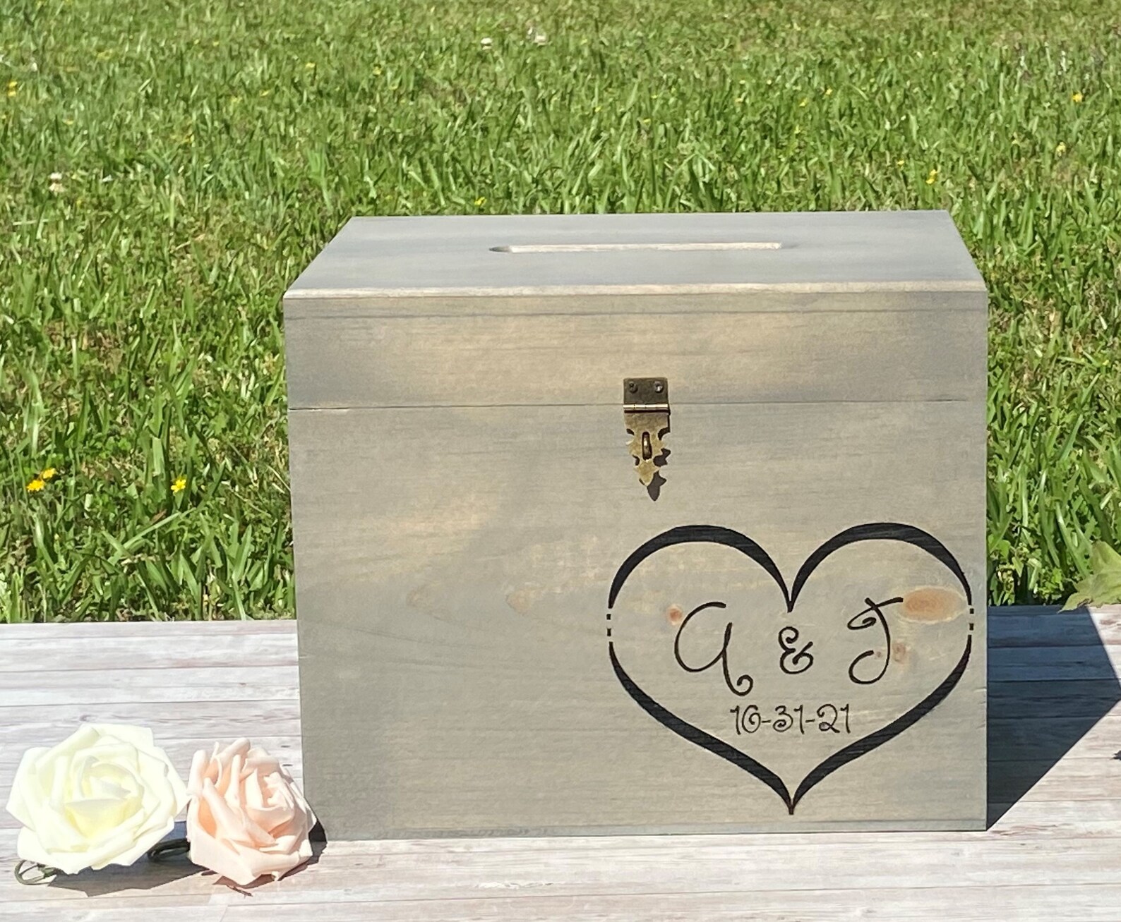 Secured Lockable Card Box With Card Slit Rustic Wedding Card - Etsy