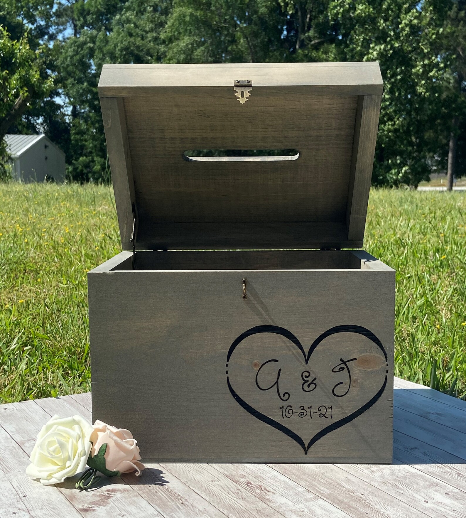 Secured Lockable Card Box With Card Slit Rustic Wedding Card - Etsy