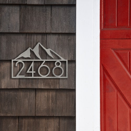 Custom Metal Mountain Home House Address Sign for Rock or Wall - Etsy