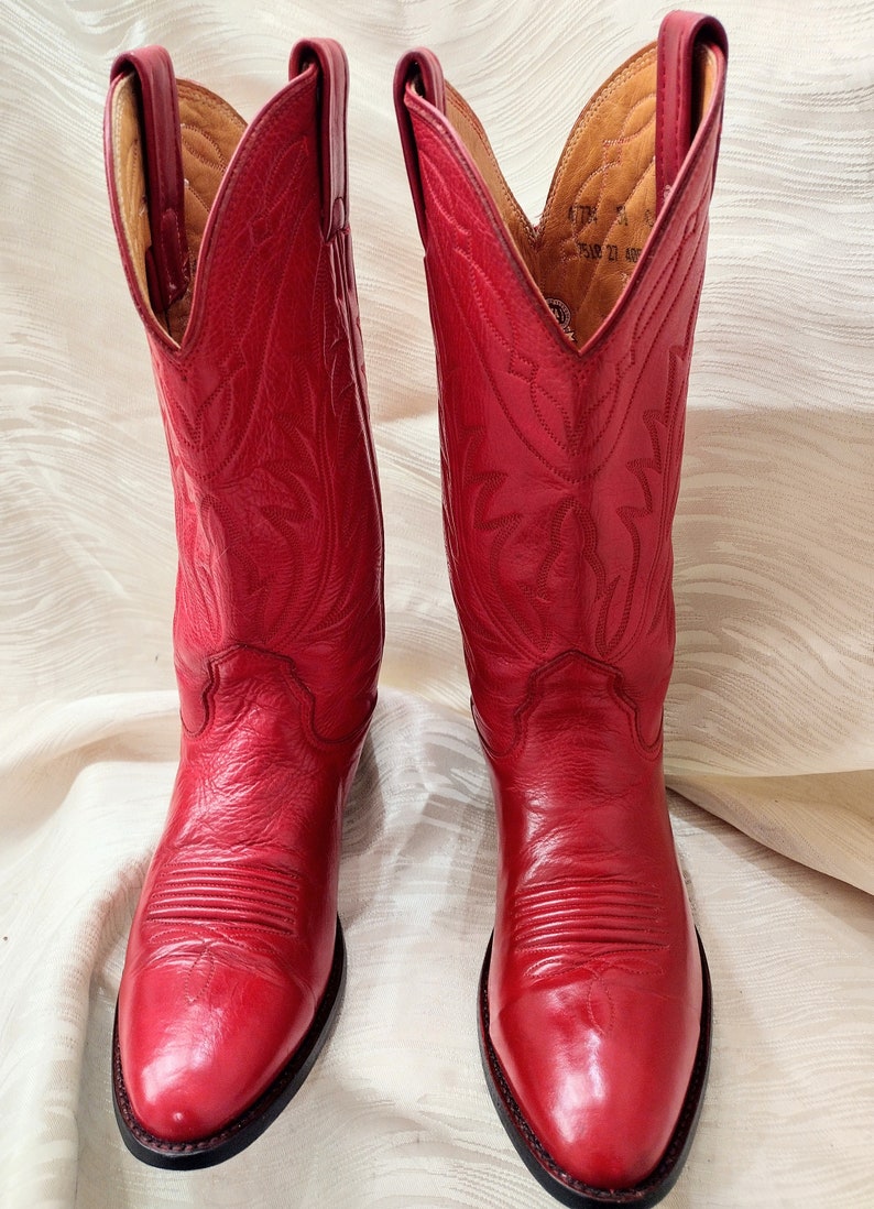 Woman's Red Leather Cowboy Boots 5.5C, Nocona Boots USA, Superb Vintage ...