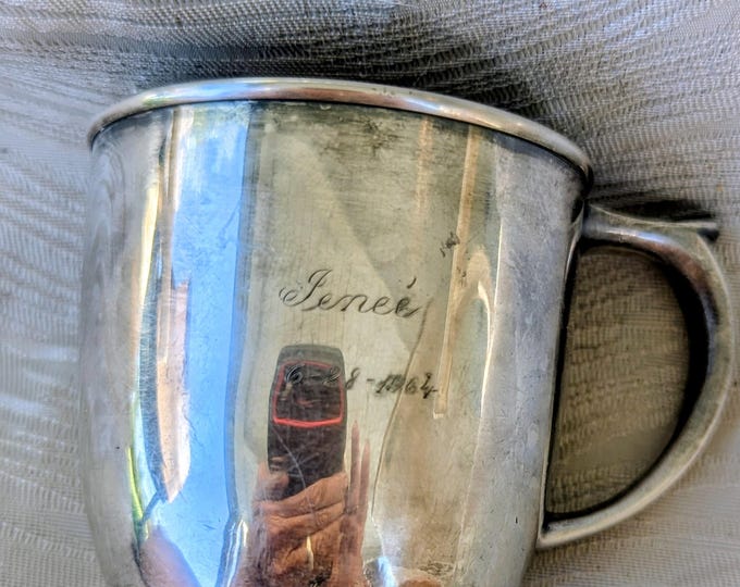 Antique Silverplate Baby Cup, 1847 Rogers IS 24\100, Engraved Name and ...
