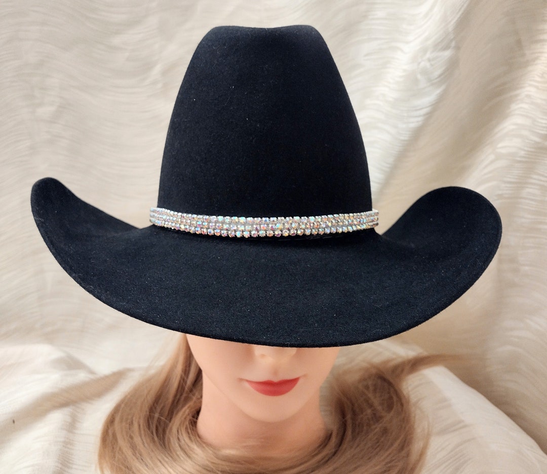 The rodeo Queen Hat Resistol 4X Beaver 6 34, Black Crystal Rhinestone ...