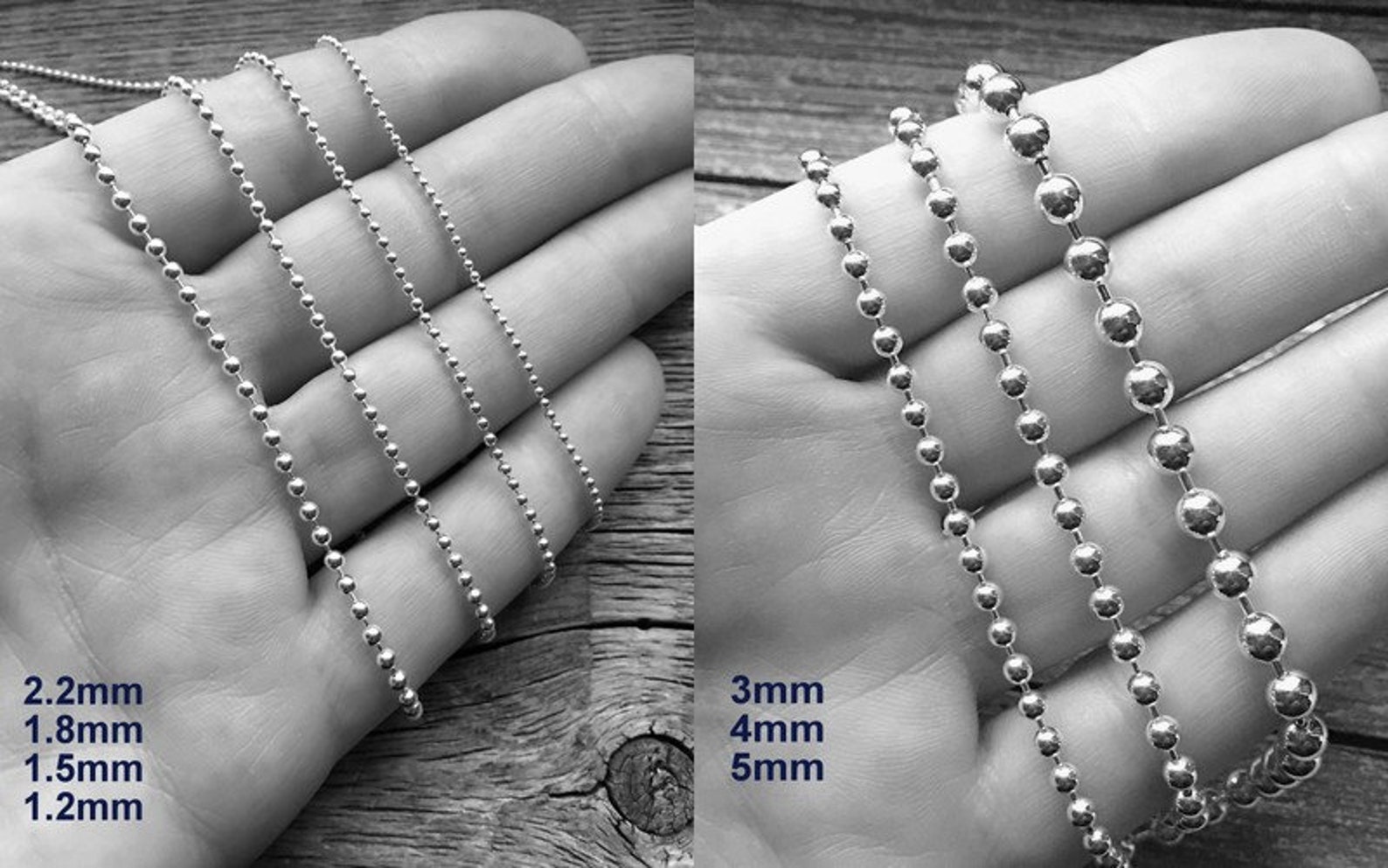 Sterling Ball Chain, 2mm, 16-36 Inch, Silver Ball Chain, Sterling Bead ...
