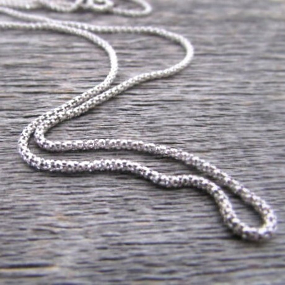 Sterling Silver Popcorn Chain, 22 Inch Chain, 1.5mm Chain, Rhodium ...