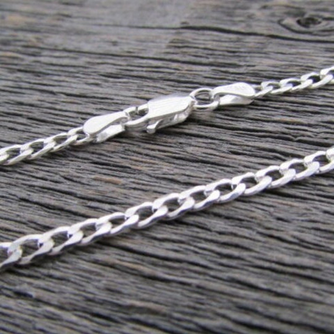 Sterling Silver Curb Chain, 3mm Chain, 30 Inch Chain, Silver Cuban ...