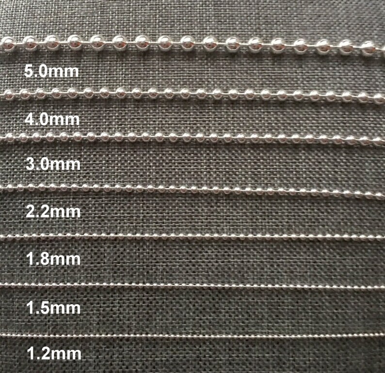 Sterling Ball Chain, 2mm, 16-36 Inch, Silver Ball Chain, Sterling Bead ...