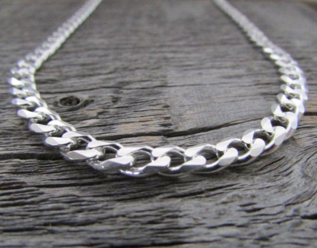 Silver Curb Chain, 7mm, 16-30 Inch, Sterling Silver Chain, Curb Chain ...