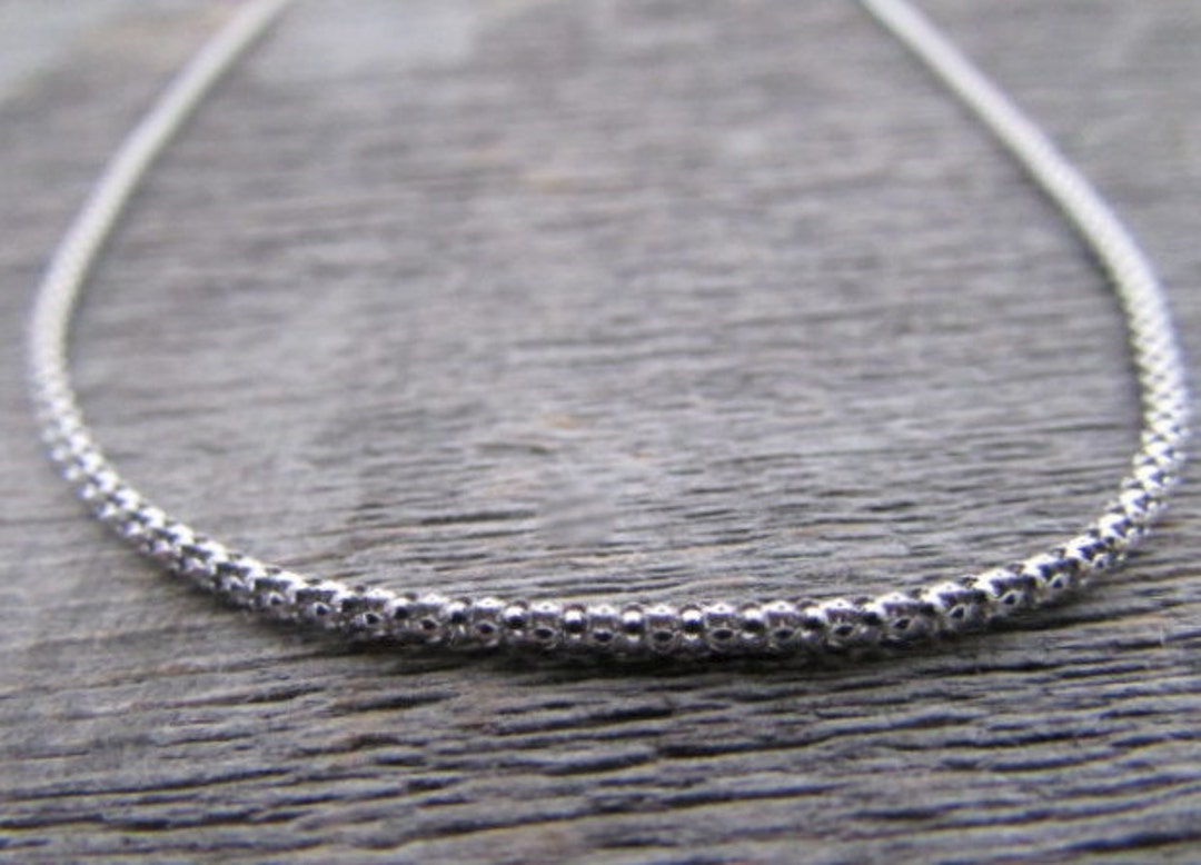 Sterling Silver Popcorn Chain, 22 Inch Chain, 1.5mm Chain, Rhodium ...