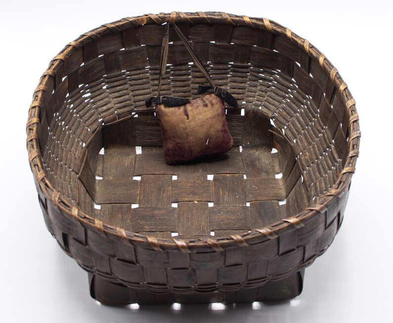 19th C Native American Splint Sewing Basket Rare Form - Etsy
