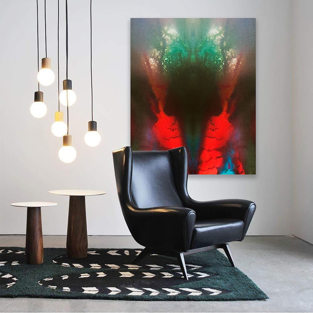 Red Compliments Green Print, Modern Colourful Abstract Downloadable ...