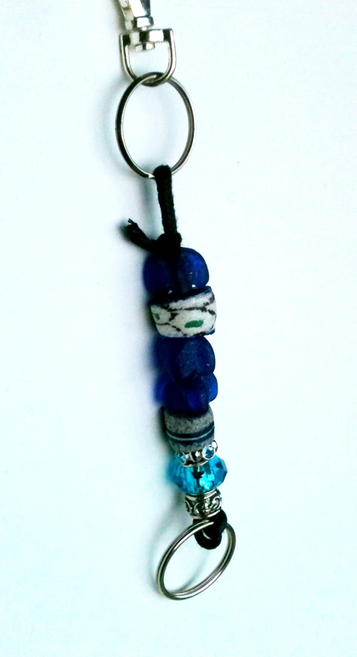 Blue African Bead Keychain - Etsy
