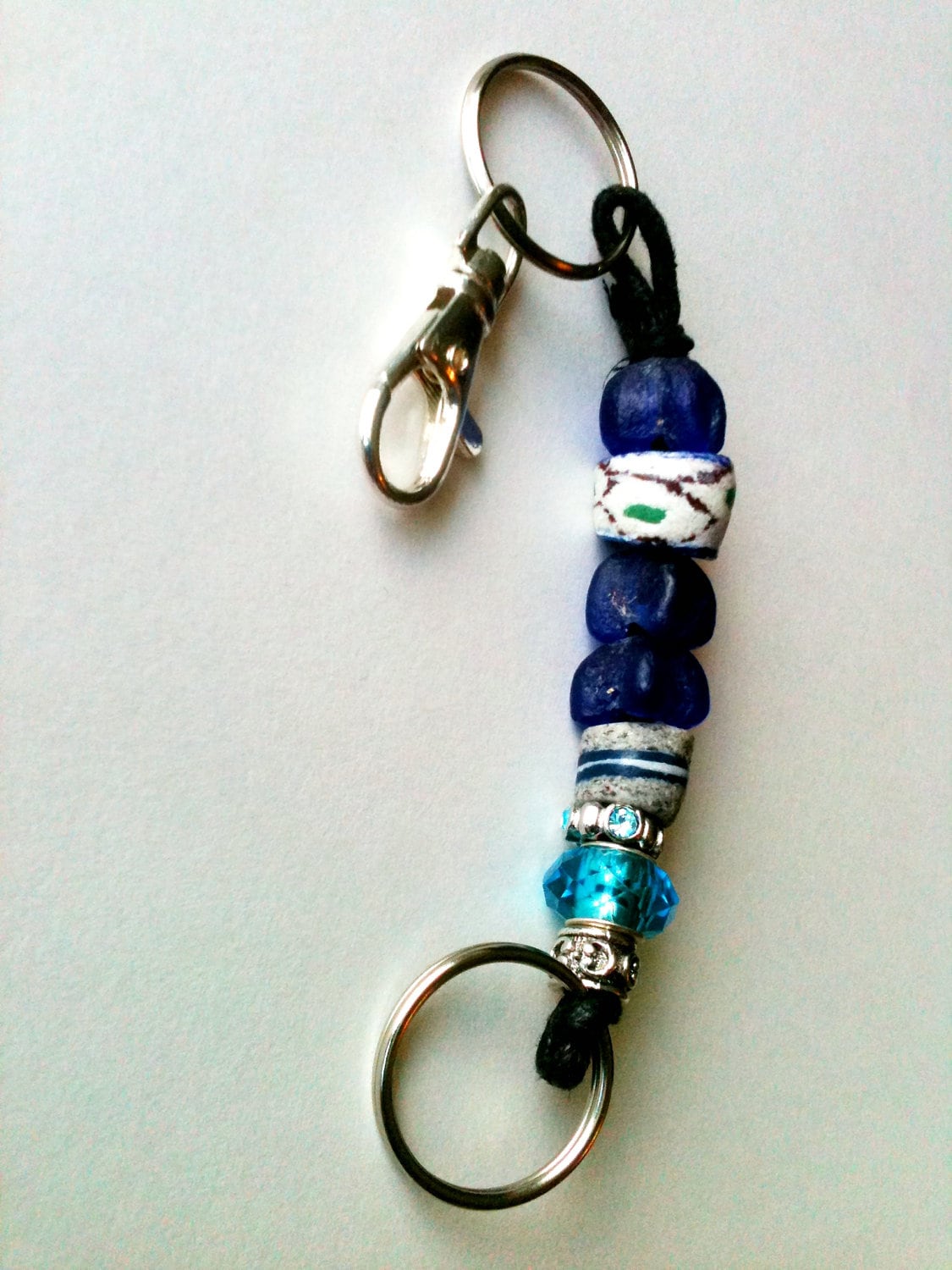 Blue African Bead Keychain - Etsy