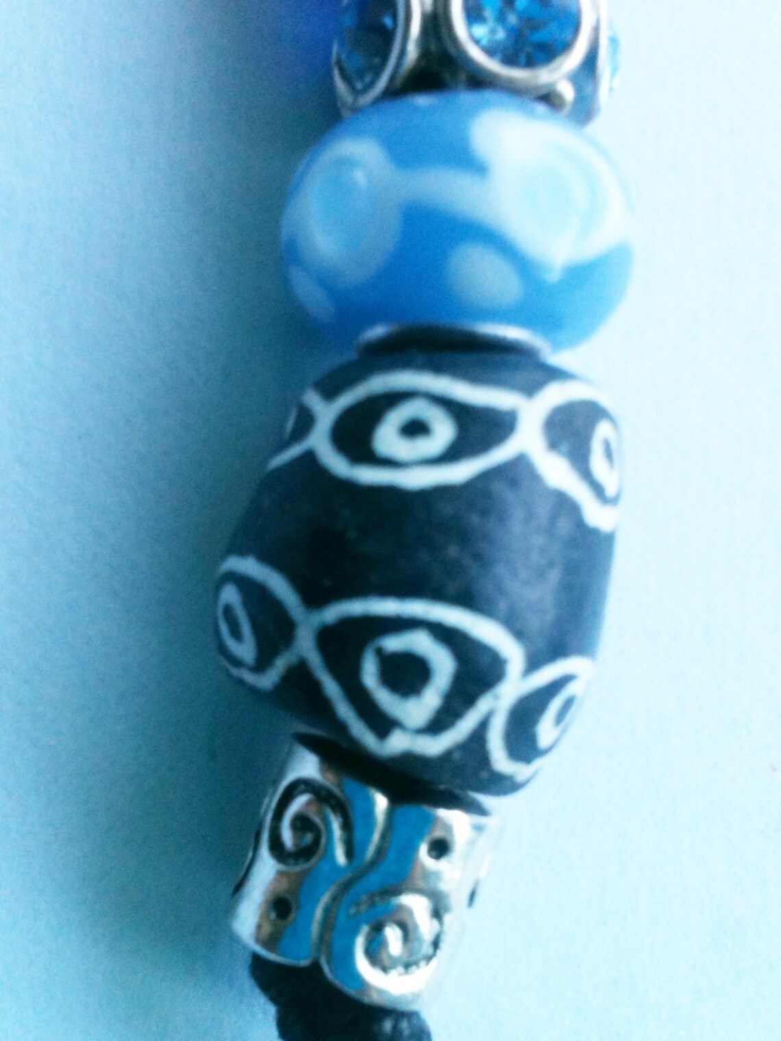 Blue African Trade Bead Keychain | Etsy