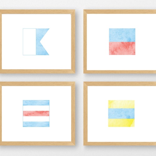 Set of ANY 4 Nautical Flags 5x5 square 8x8 square or 8x10 - Etsy