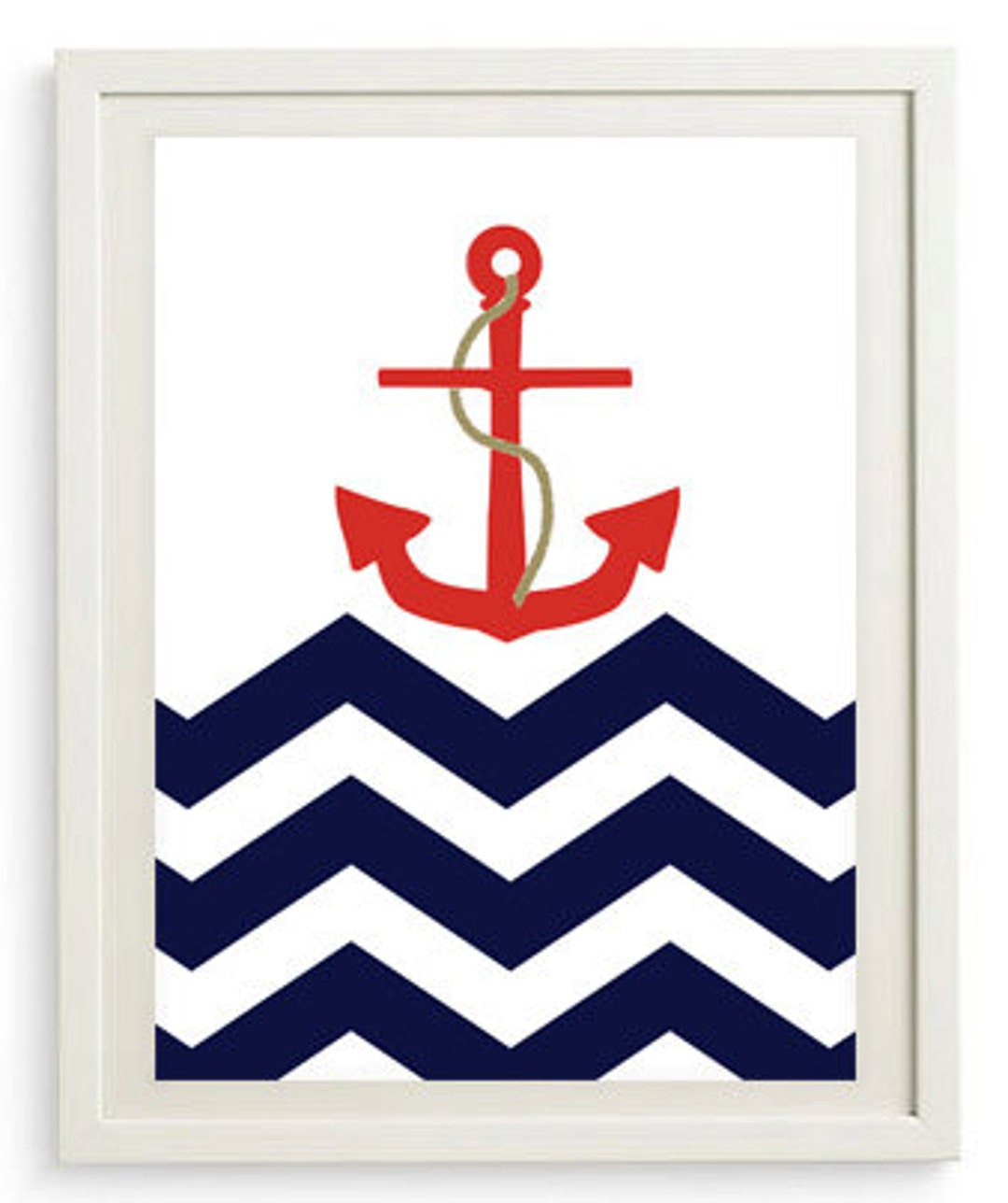 Nautical Anchor Chevron Print Ocean 8x10 or 11x14 - Etsy