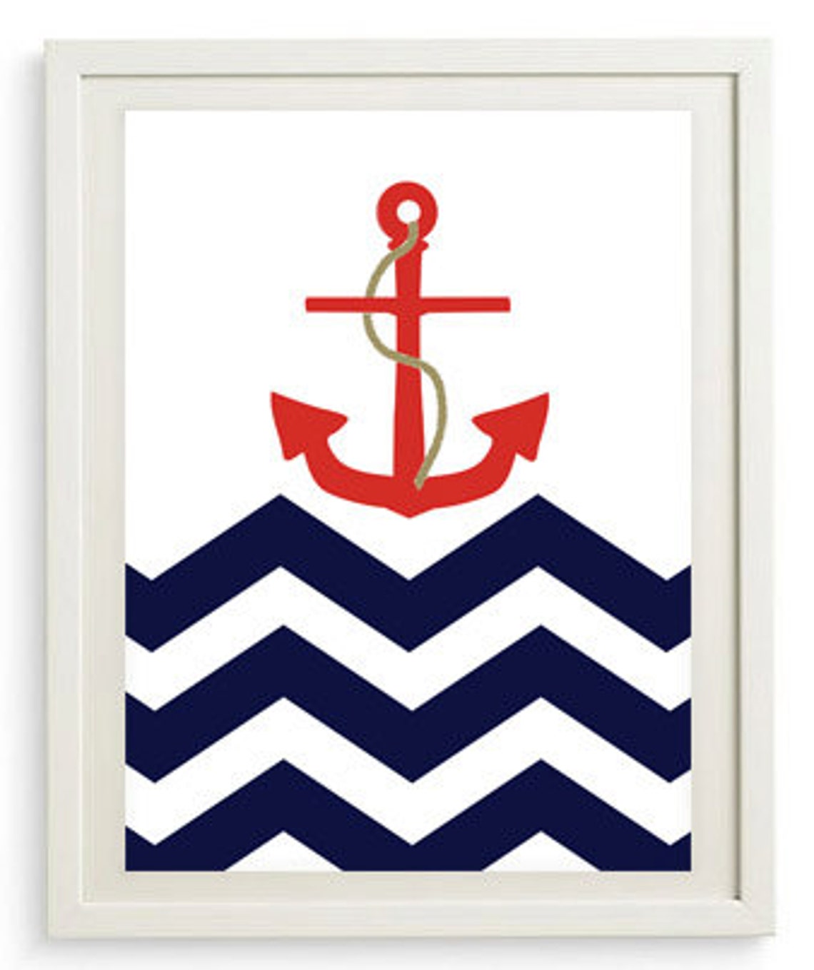 Nautical Anchor Chevron Print Ocean 8x10 or 11x14 - Etsy