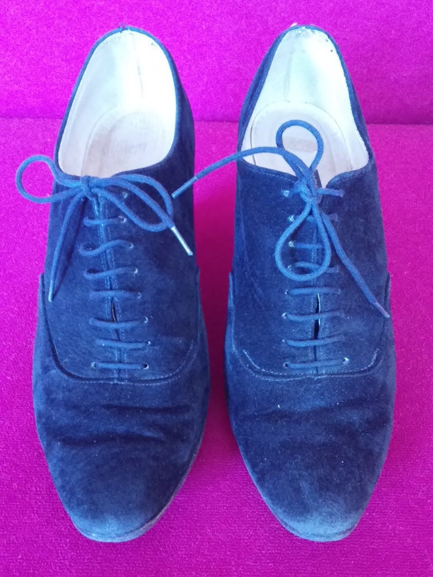 Black Suede Johnny Moke London Baroque Shoes Laced Shoes Louis Heel ...