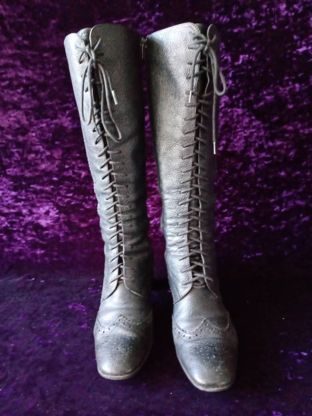 Tall Black Lace Boots - Etsy