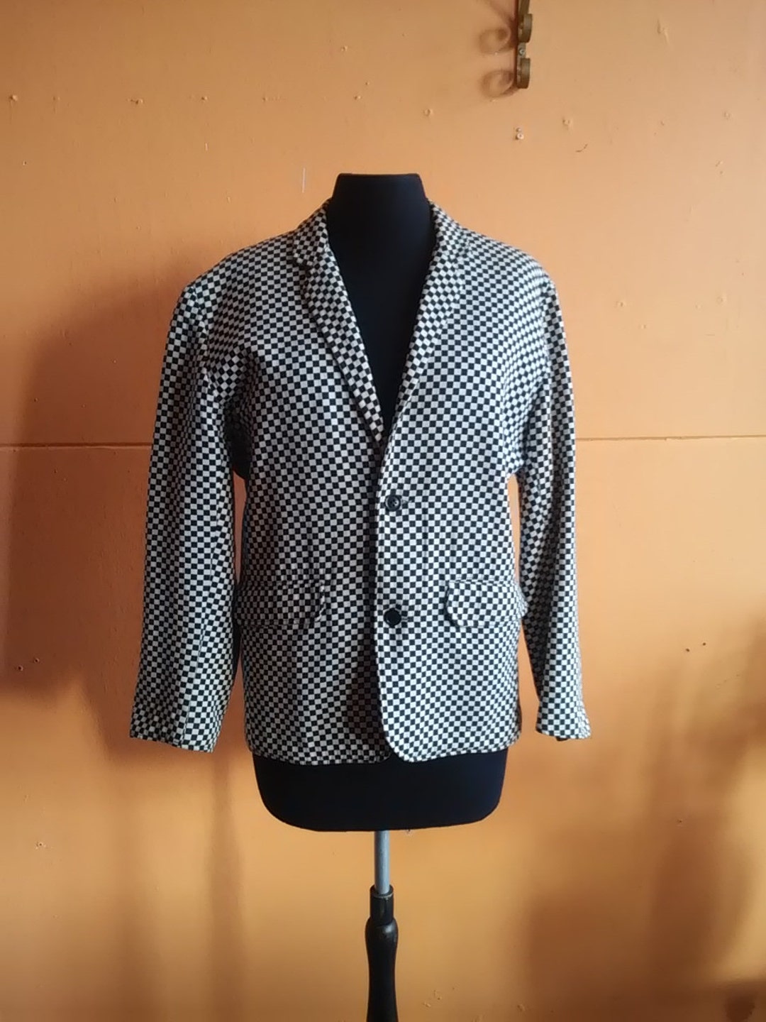 Vintage 80s Bill Tornade Black&white Jacket Checked Jacket Ska Jacket Twotone Jacket Walt Jabsco ...