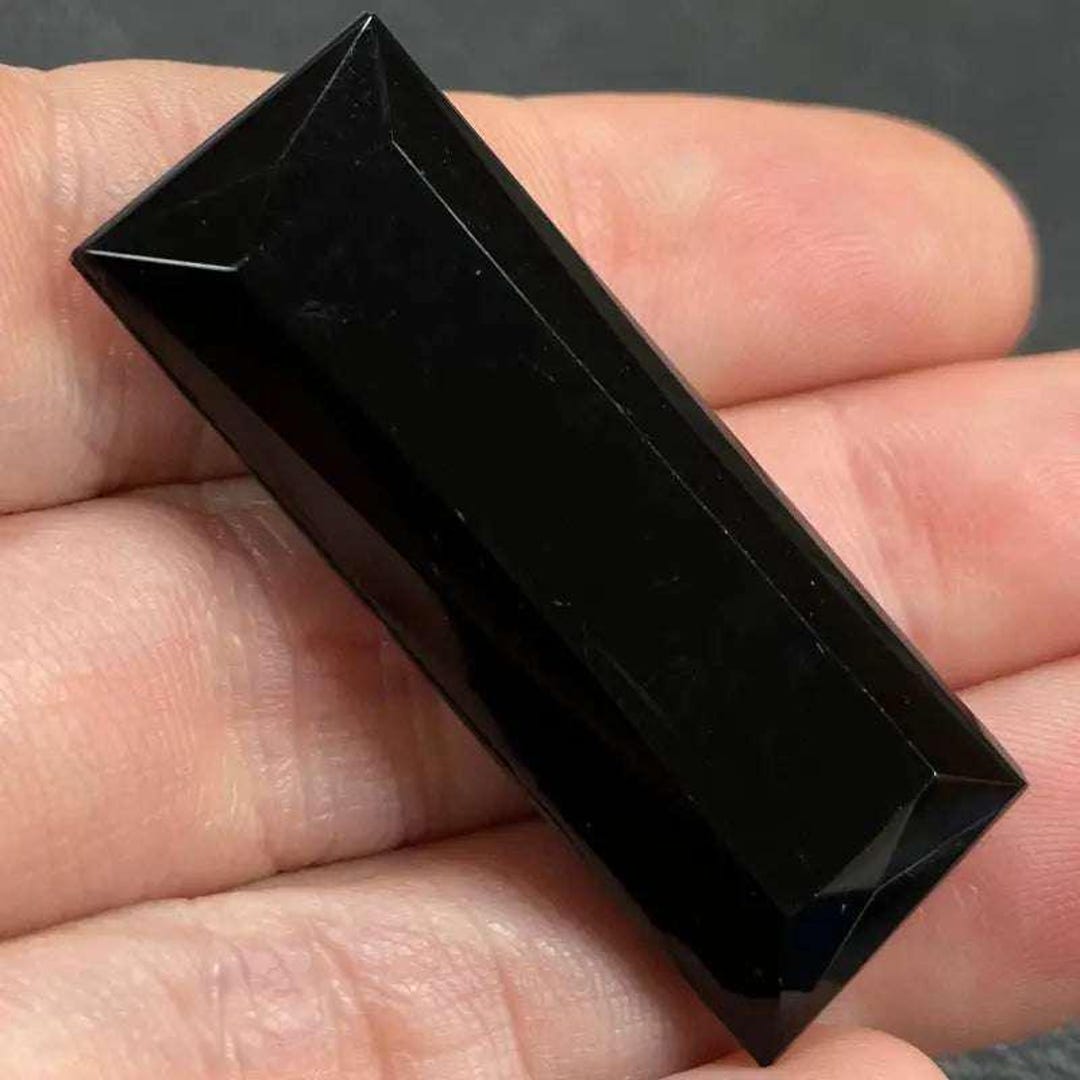 1 Vintage Jet Black Rectangle Glass Stone #9239 - Etsy
