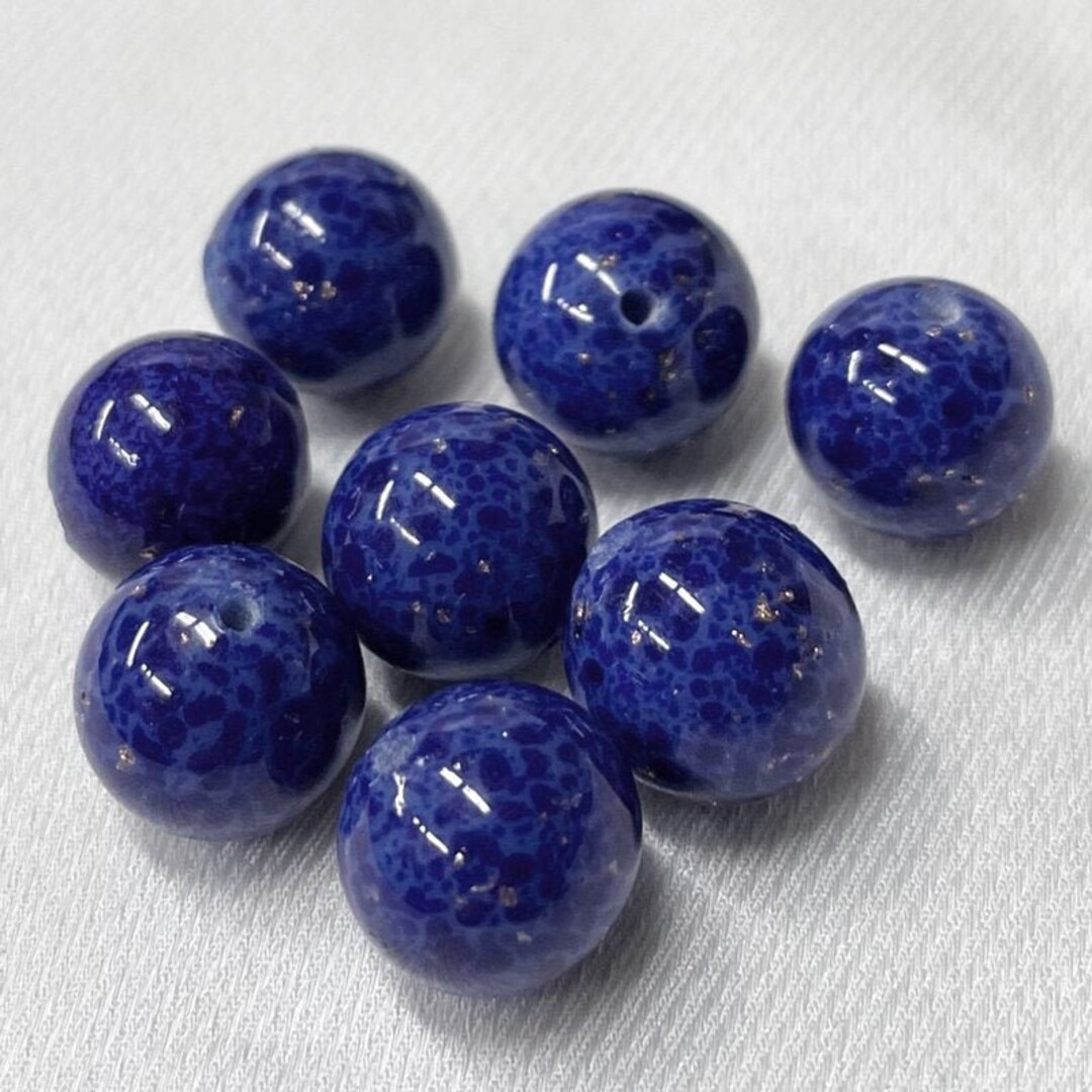 8 Vintage Japan Lapis Blue Round Glass Beads - Etsy