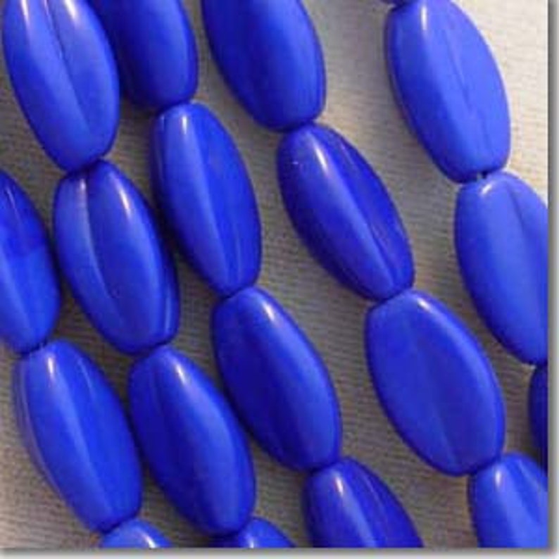 10 Vintage Dark Blue Oval Glass Beads 7013 - Etsy