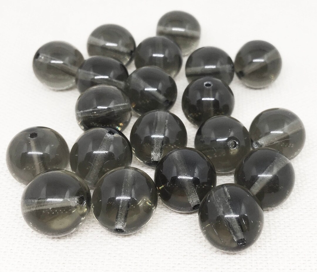 20 Vintage Translucent Black Diamond Czech Round Glass Beads 12mm - Etsy