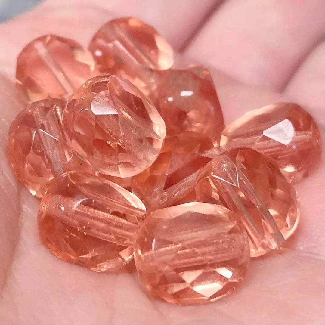 25 Peach Czech Table Cut Coin Glass Beads - Etsy