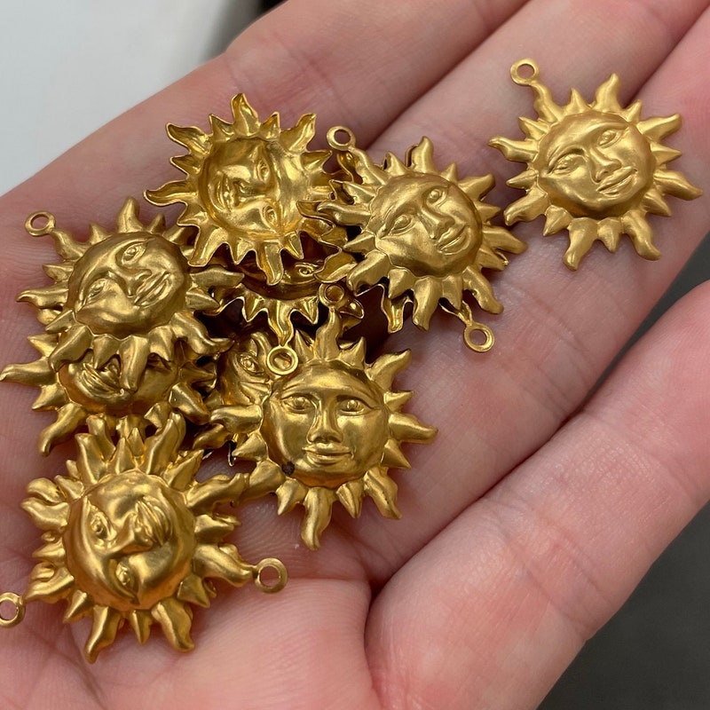 Brass Sun Charm - Etsy