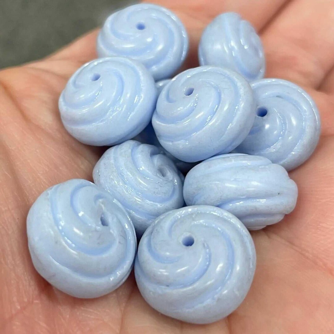 10 Vintage Blue Cornflower German Spiral Glass Beads - Etsy