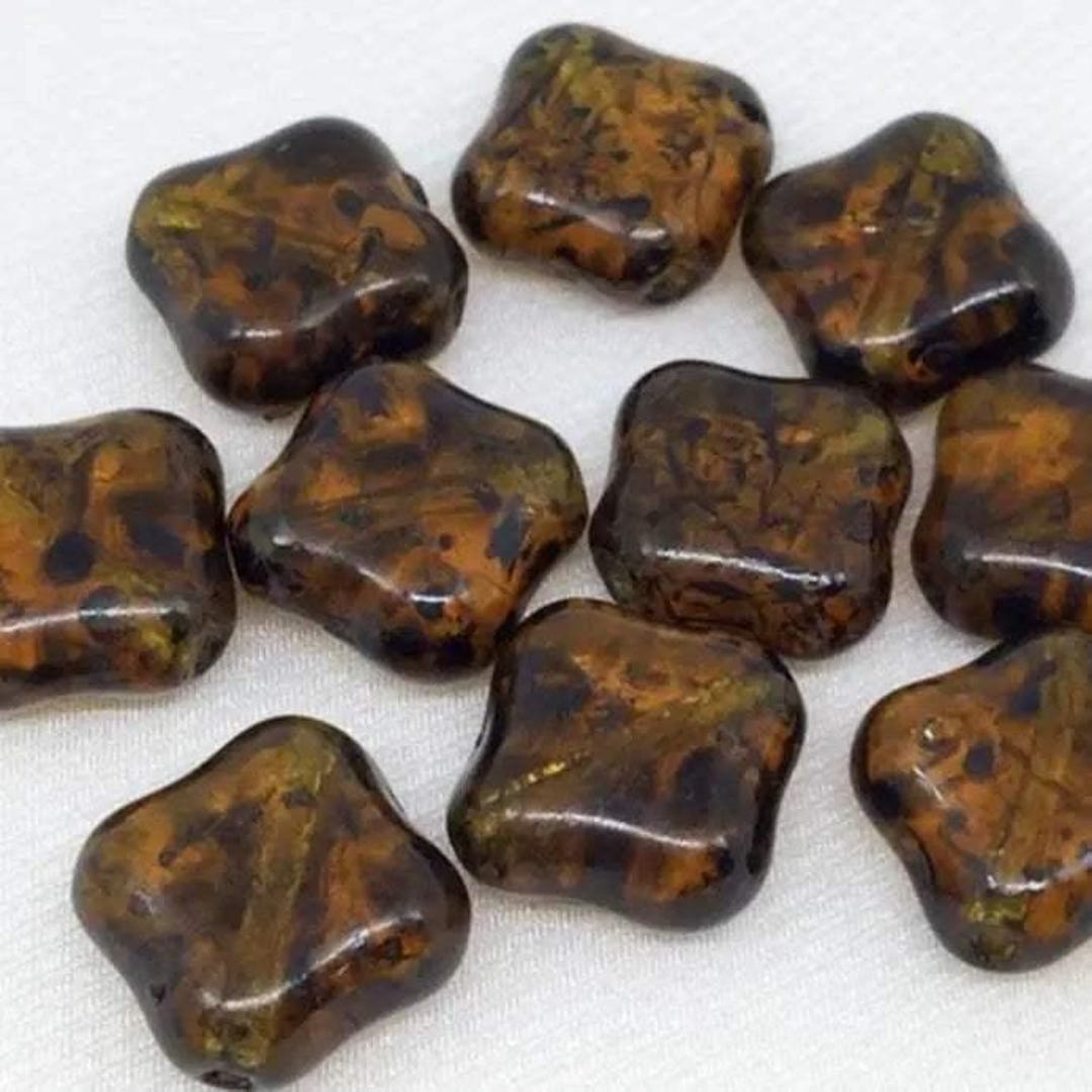 10 Vintage Amber Translucent Mottled Glass Beads - Etsy