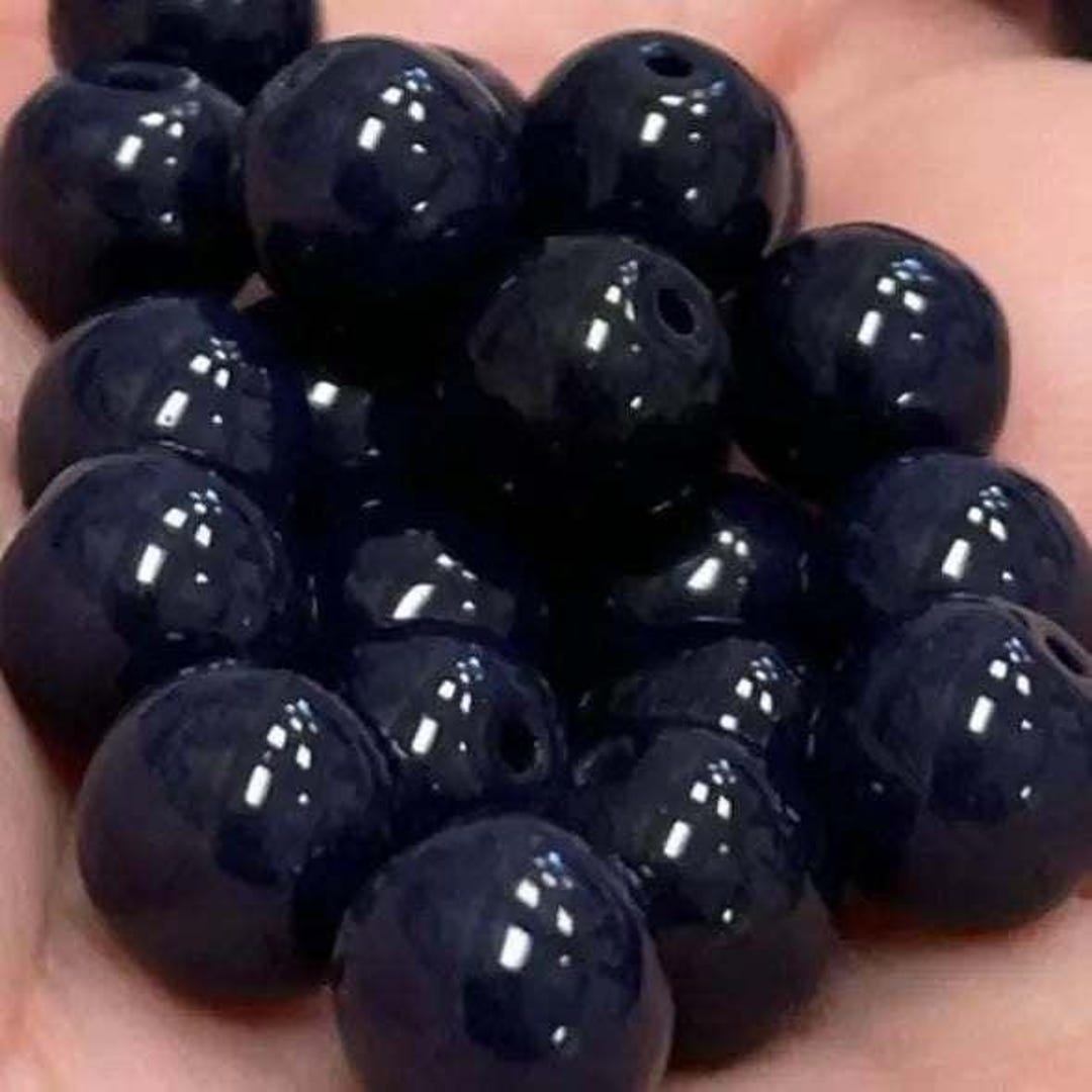 25 Vintage Blue Dark Navy Opaque Round Glass Beads - Etsy