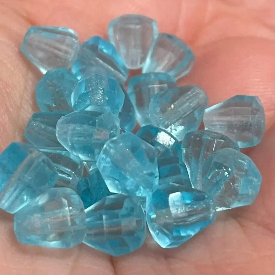 24 Vintage Blue Aqua Faceted Cone Glass Beads - Etsy