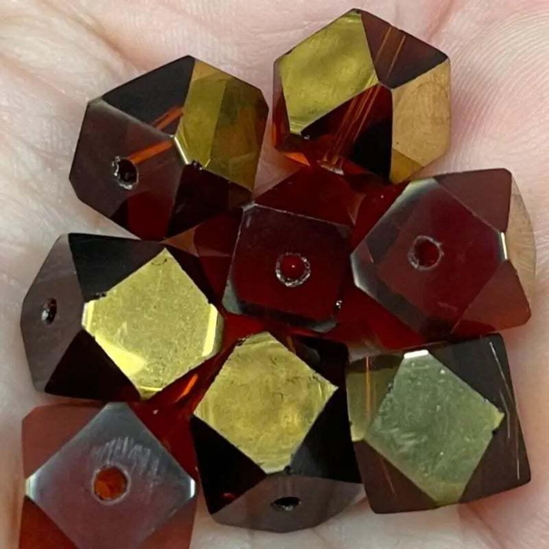 8 Vintage Amber Metallic Glass Beads - Etsy